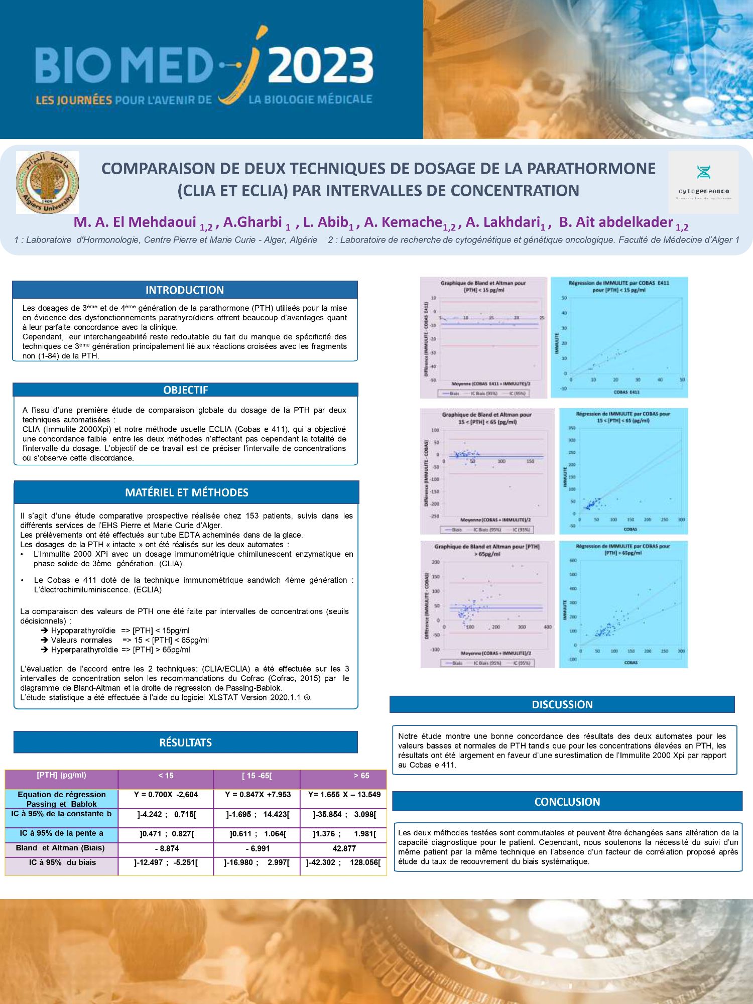Comparaison de deux techniques de dosage de la parathormone (clia et ...